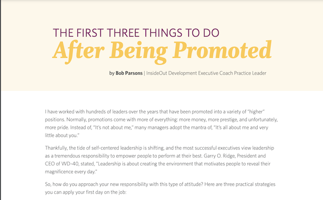 White Paper: The First 3 Things to Do After Being Promoted